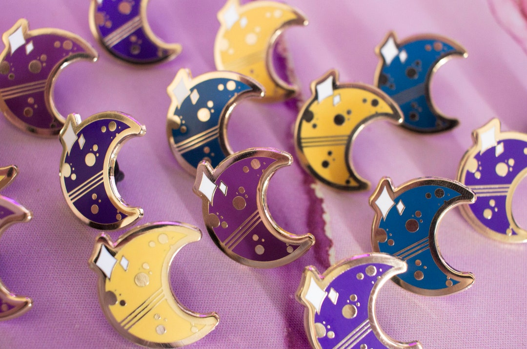 Shiny Moon Lunar Pin - Celestial Hard Enamel Lapel Pin - Outer Space - Etsy