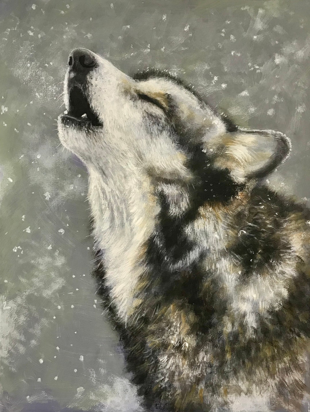 Wolf Howling, Hear the Calling, Original Painting in Acrylic by ...