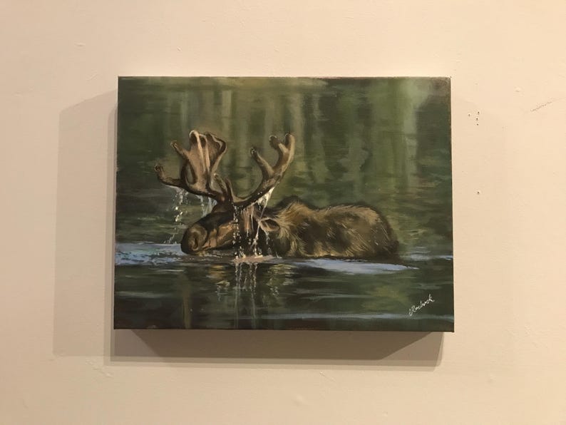 Moose, Canadian Wildlife Art Original Oil Painting - Etsy