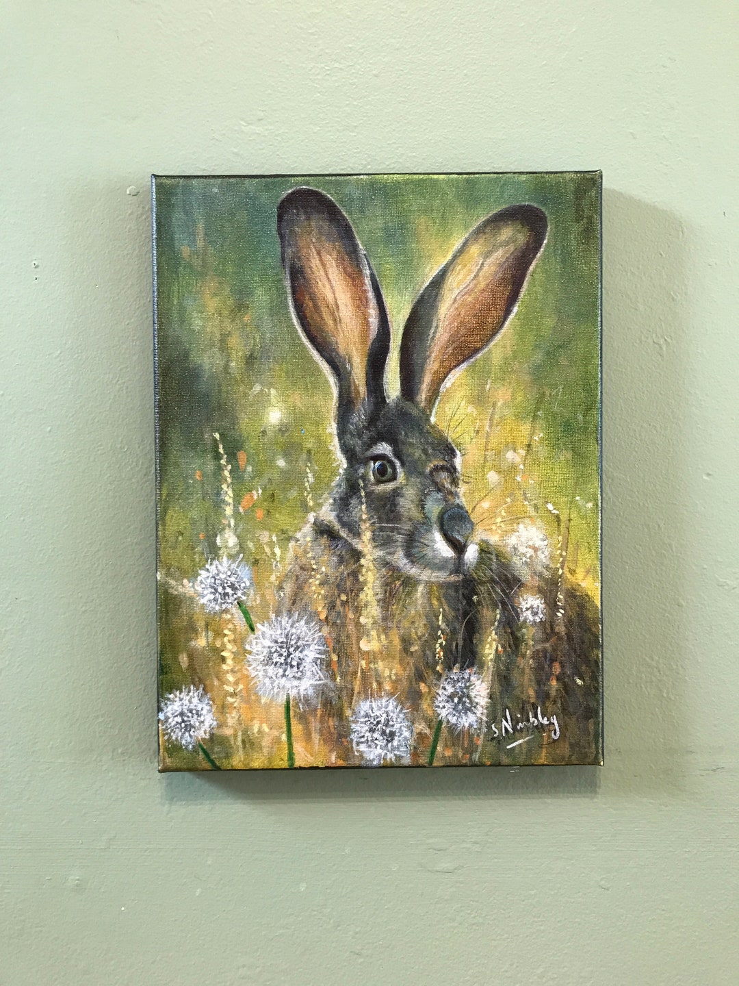 Wildlife Wall Decor - Jumping Jack Rabbit Original Painting in Acrylic ...