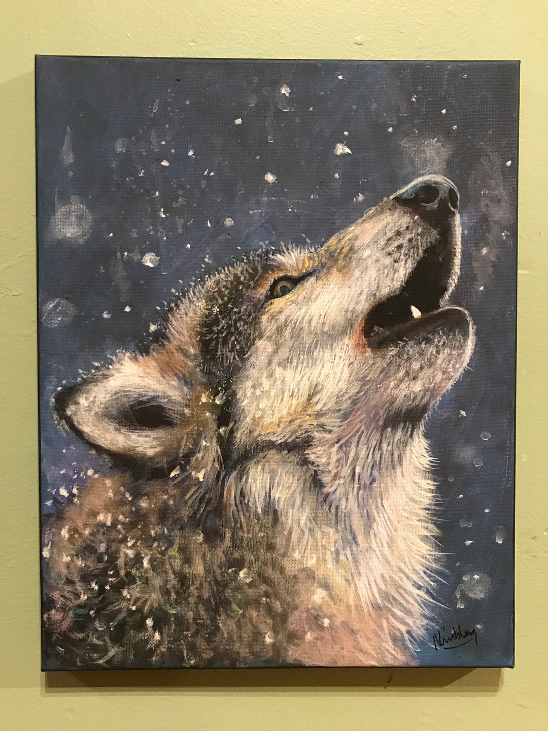 Winter Wolf Calling Original Painting - Etsy