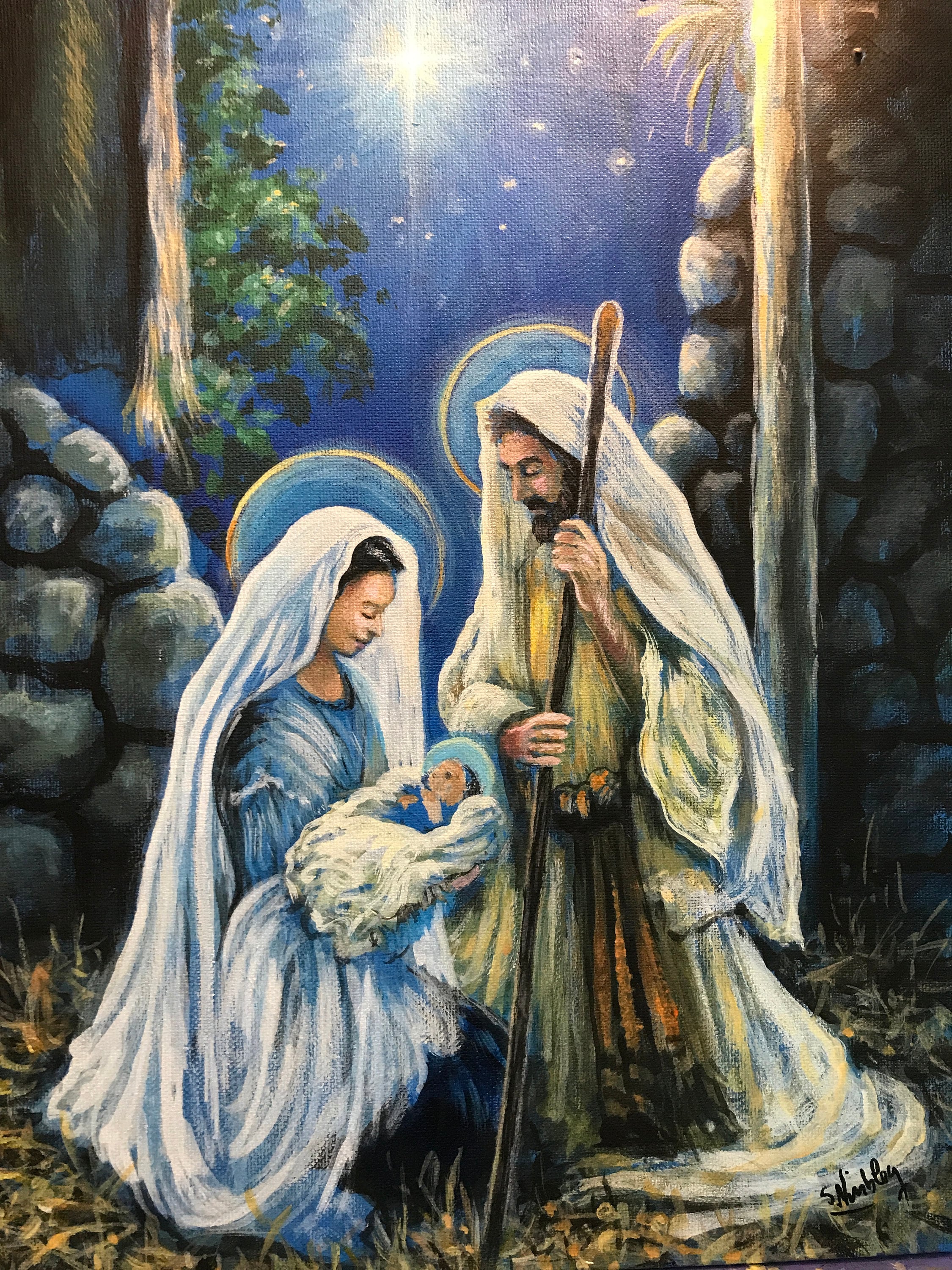 The Nativity, Original Christian Painting by Susan Nimbley - Etsy