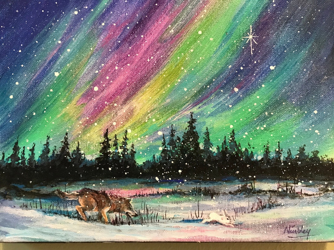 Aurora Borealis, Northern Lights Original Painting in Acrylic by Susan ...