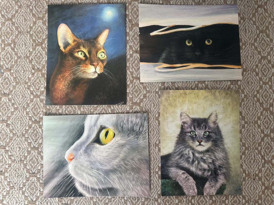 Fine Art Cat Postcards - Set of 4 - Etsy
