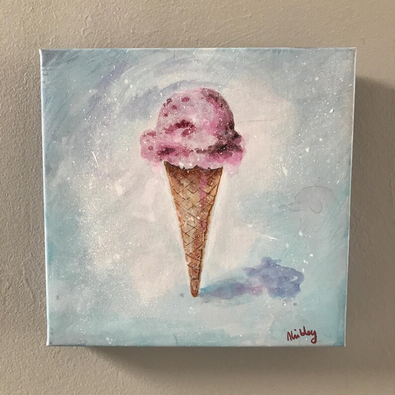 Hand-painted Ice Cream Cones Diptic Art Set for Children's Room - Etsy