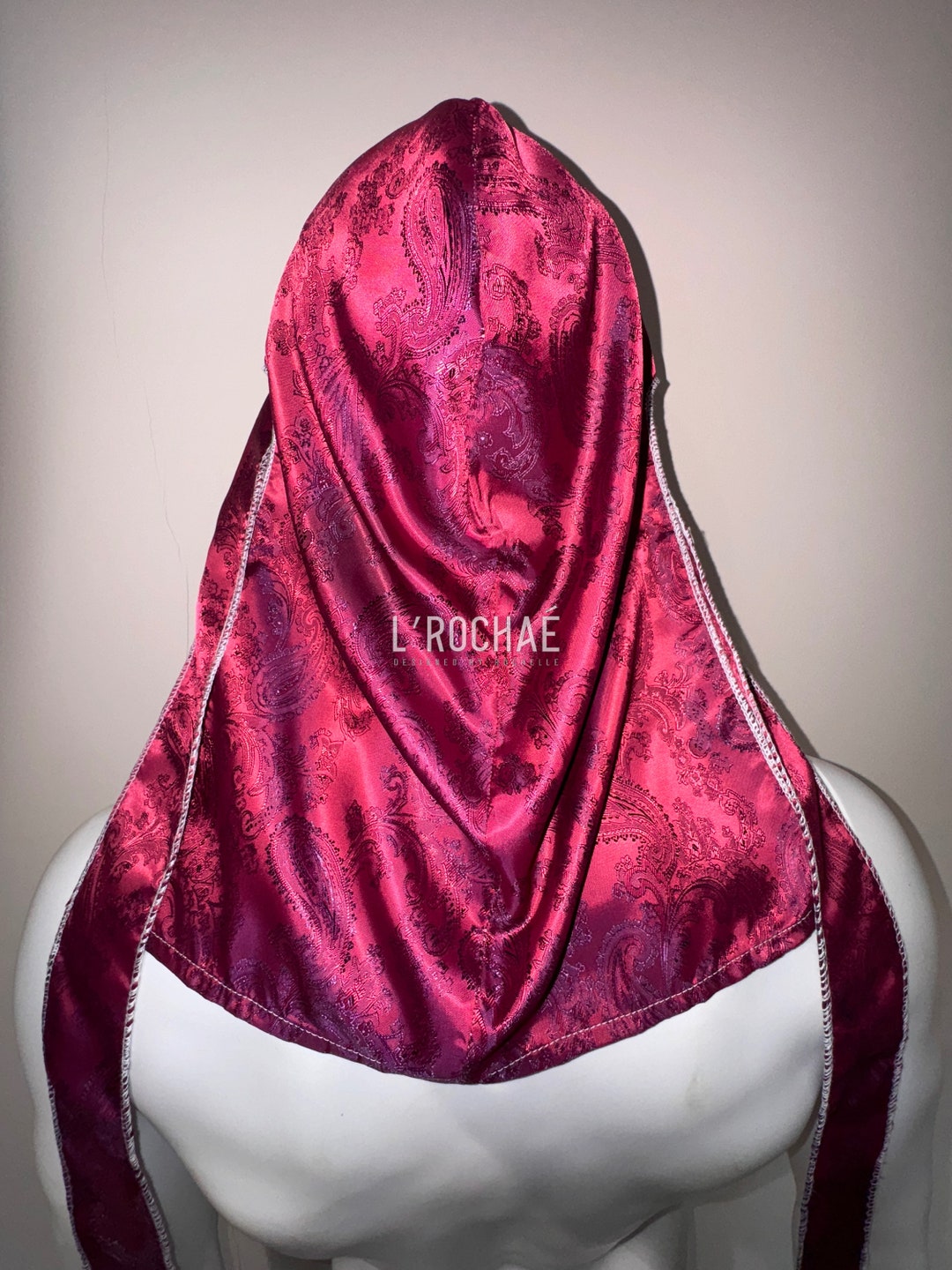 Burgundy - Metallic Paisley Luxury Non-stretch Durag L’rochaé - Etsy