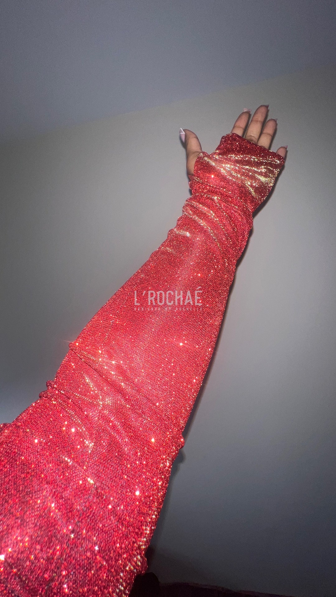Goldstone - Red/gold LONGLINE Glitter Gloves - Prom Gloves Wedding ...