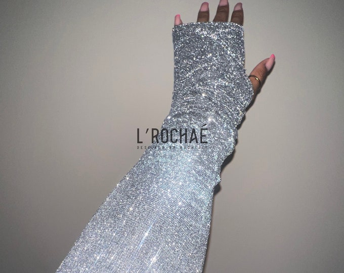 Shiny Iconic Sequin Opera Gloves 70cm, Bling Bling Satin Gloves, Drag ...