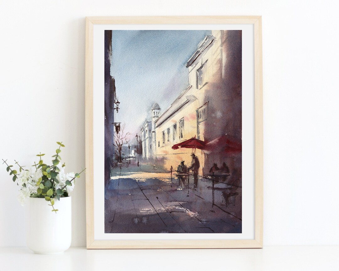 Sunset in Bastion Square - Original Watercolor Painting - Vancouver ...