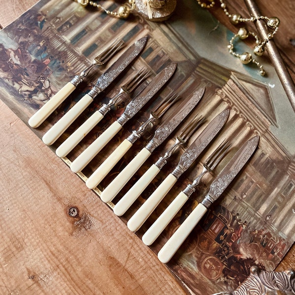 Antique Bone Handled Fork - Etsy