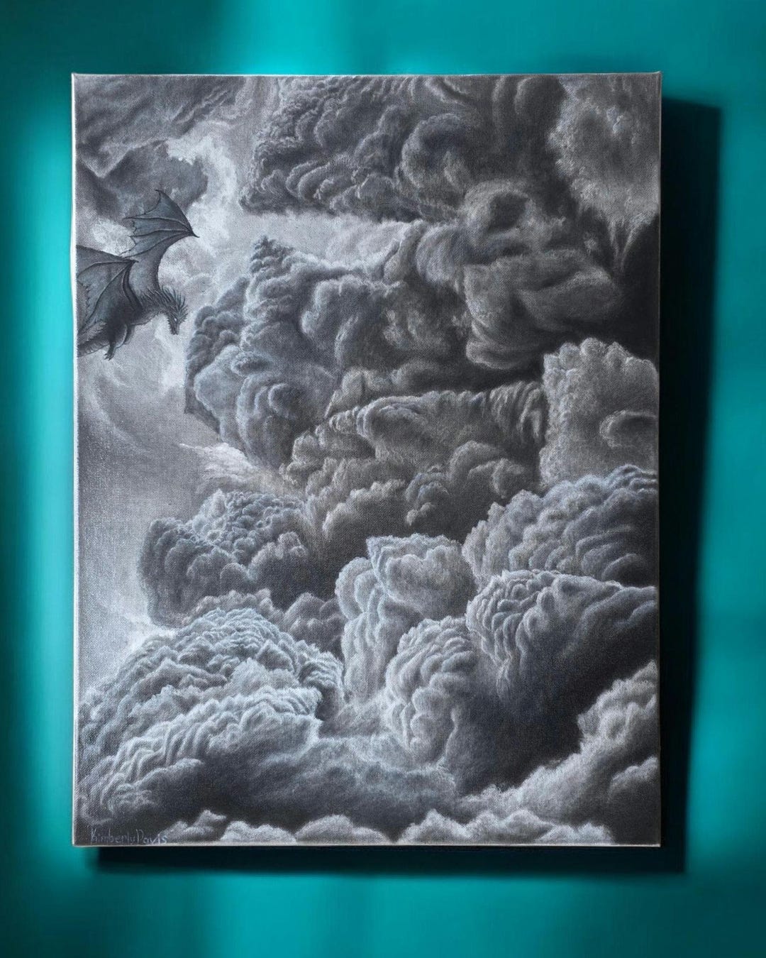 Dessin au fusain Dragon dans les nuages - Etsy France