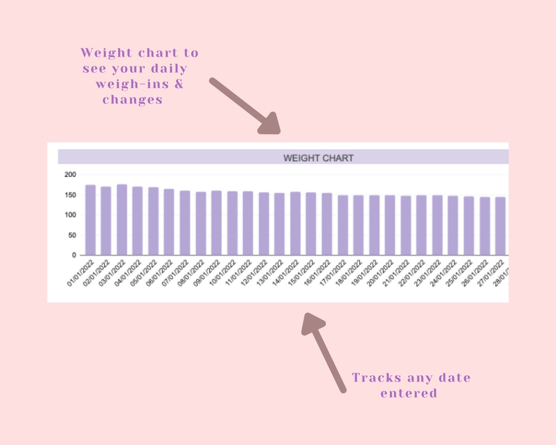 30 Day Weight Loss Tracker Template Spreadsheet, Weight Loss Chart ...