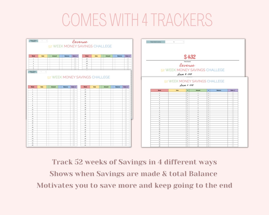 52 Week Savings Challenge Spreadsheet FREE Pdf Printable - Etsy