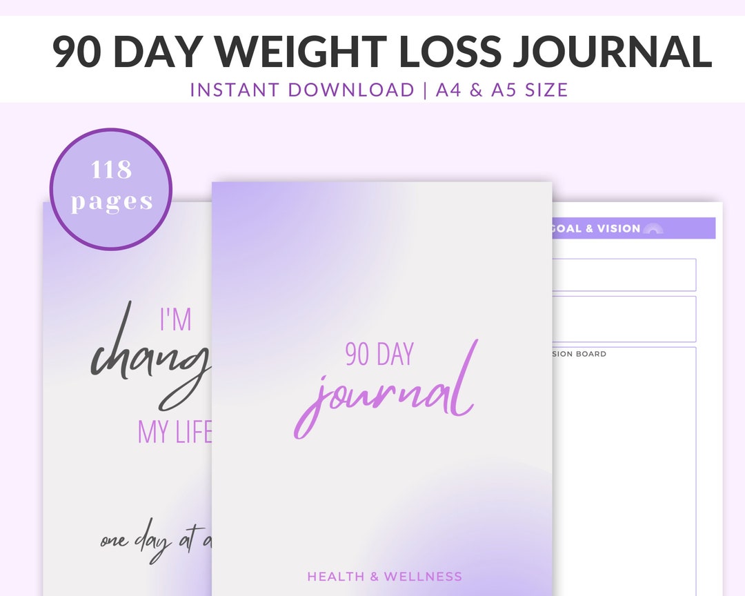 90 Day Weight Loss Journal Planner (undated, Numbered 1-90, 12 Weeks ...