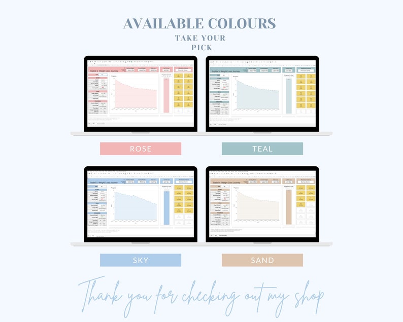 Digital Weight Loss Progress Tracker DASHBOARD Google Sheets - Etsy