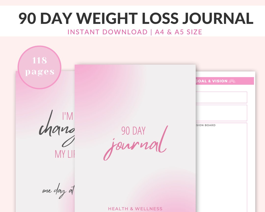90 Day Weight Loss Journal Planner undated, Numbered 1-90, 12 Weeks ...