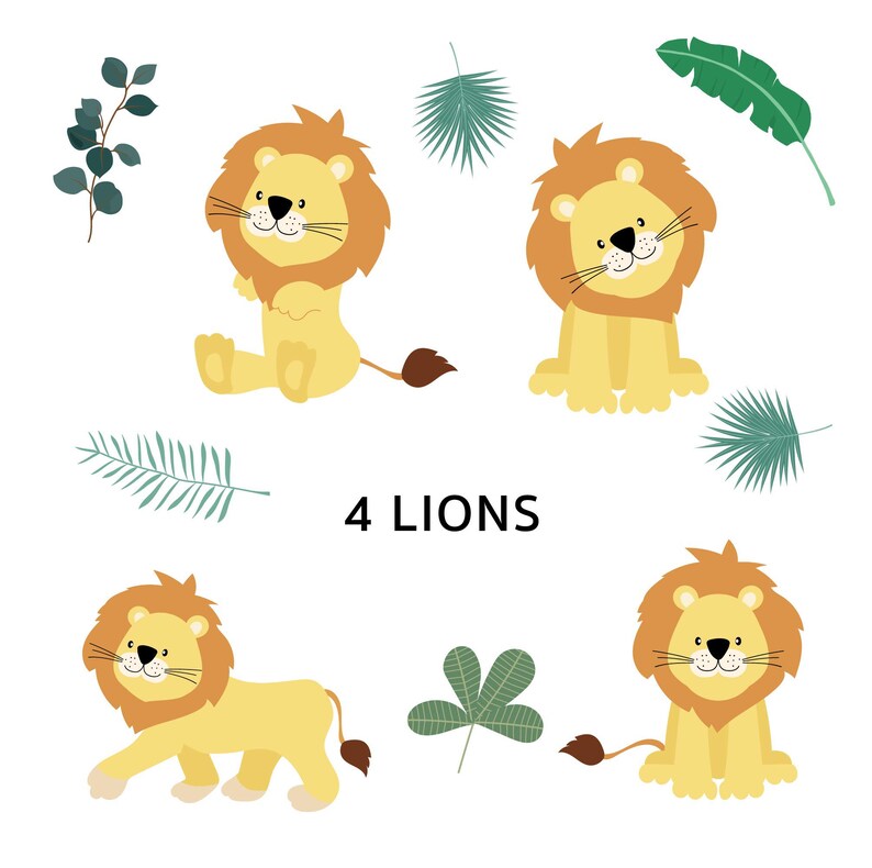 Cute Safari Clipart, Zebra Clipart,lion Clipart,fox Clipart,monkey ...