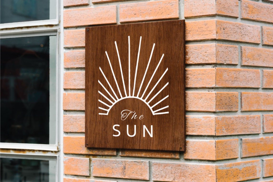 Sun Minimal Logo Digital Svg Design in Boho Bohemian and Vintage Style ...