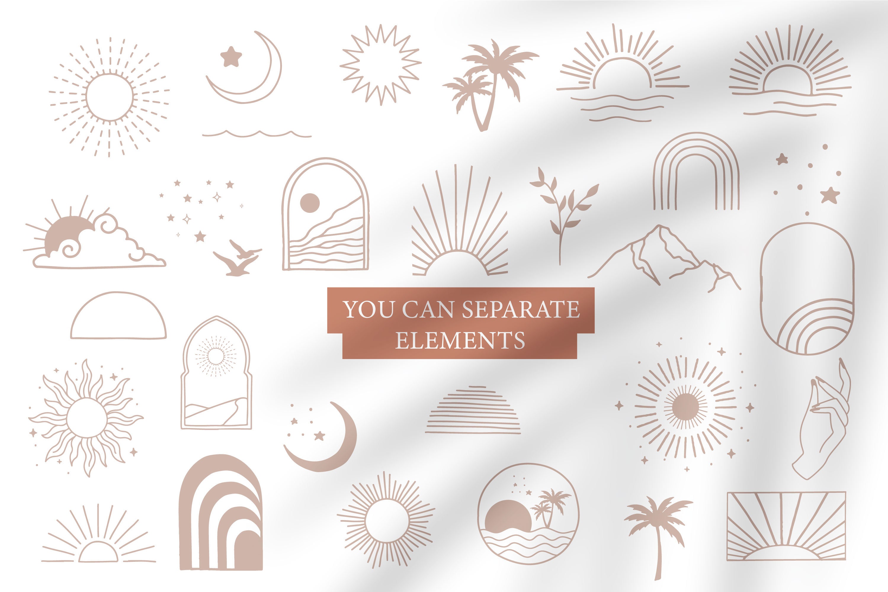 Sun Minimal Logo Digital Svg Design in Boho Bohemian and Vintage Style ...