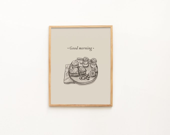 Good Morning Trendy Kitchen Prints, Breakfast Wall Art, Coffee ...