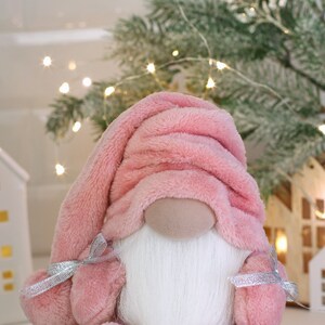 Christmas Pink Gnome Scandinavian Gnome Gnome in Pink Fur Hat Christmas ...