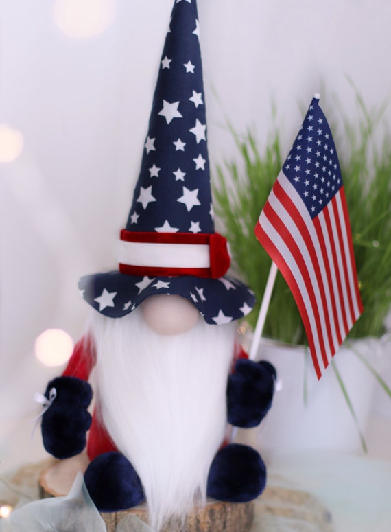 Patriotic Gnome Decor With American Flag for Independence Day | Etsy
