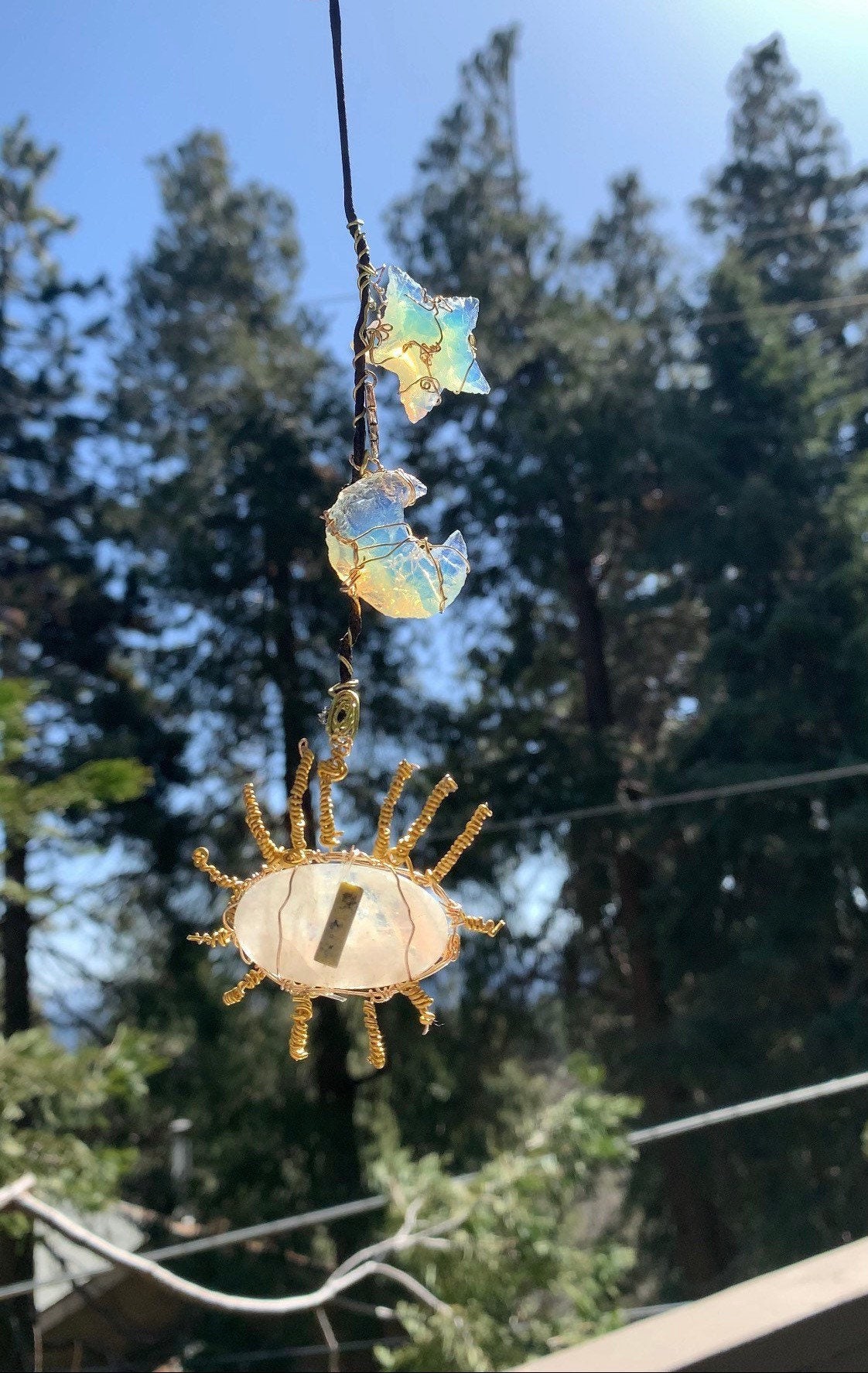 Hand Wrapped Moon Stone Eyeball With Moss Agate Pupil With Angel Aura ...