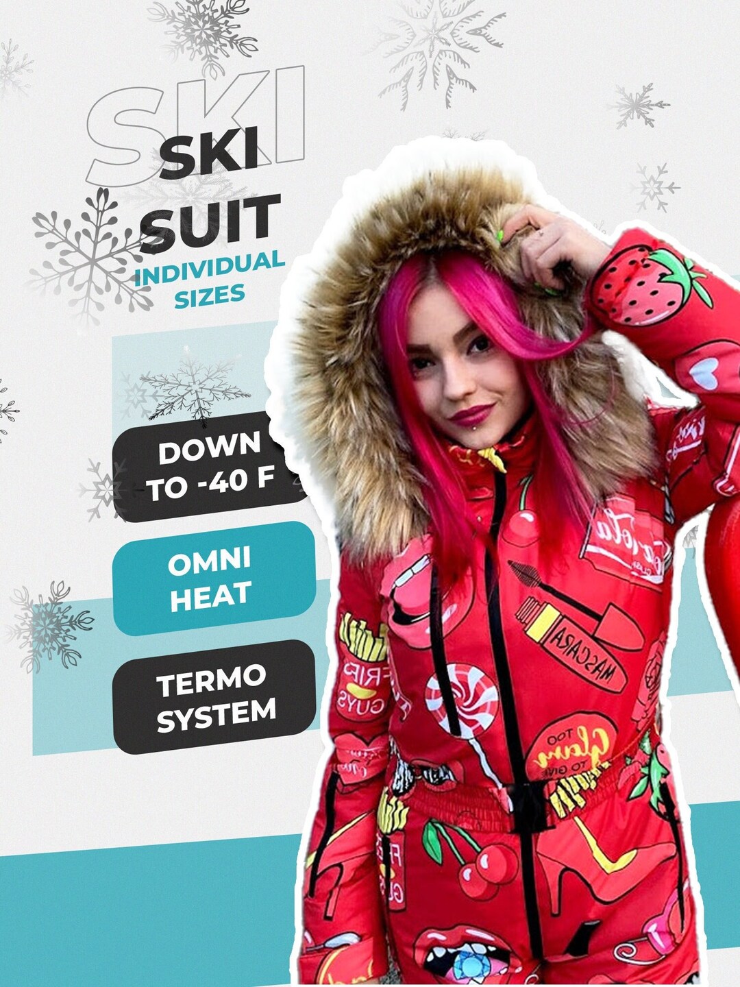 Ski Suit Jumpsuit, Womens Winter Ski Suit, Snowboarding Costume for ...