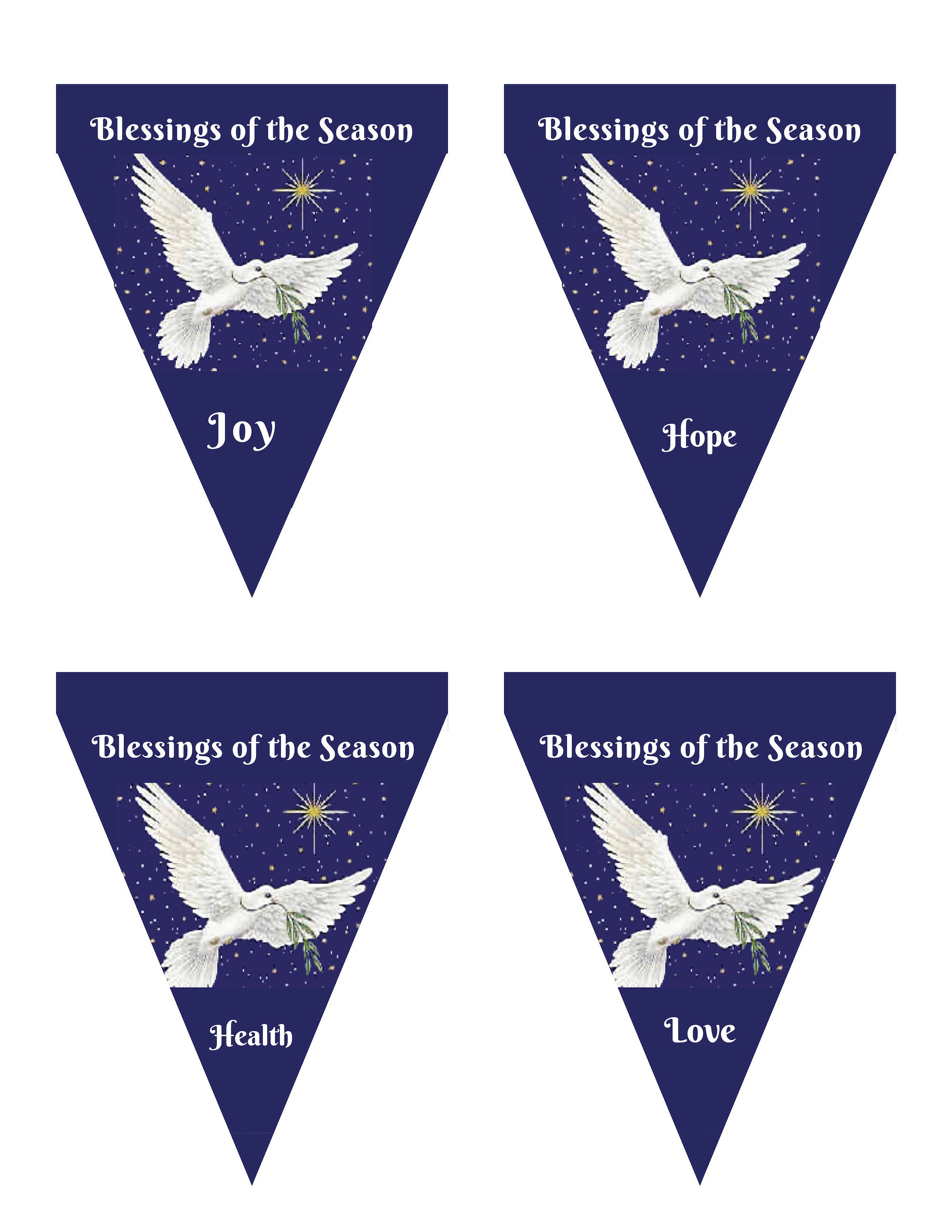 Holiday Blessings Paper Banner Print, Cut Instant Download Christmas ...