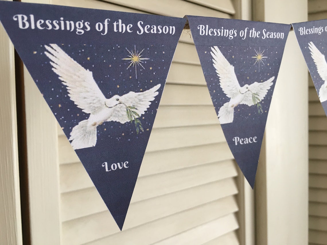 Holiday Blessings Paper Banner Print, Cut Instant Download Christmas ...