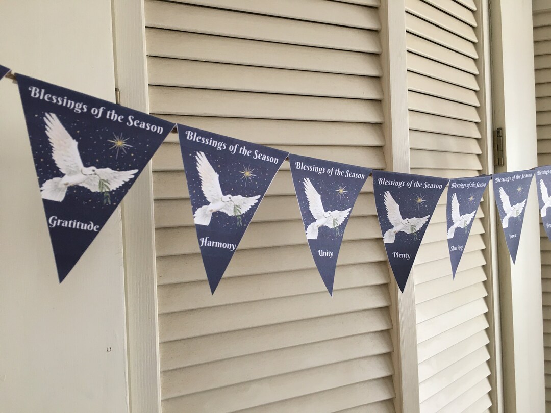 Holiday Blessings Paper Banner Print, Cut Instant Download Christmas ...