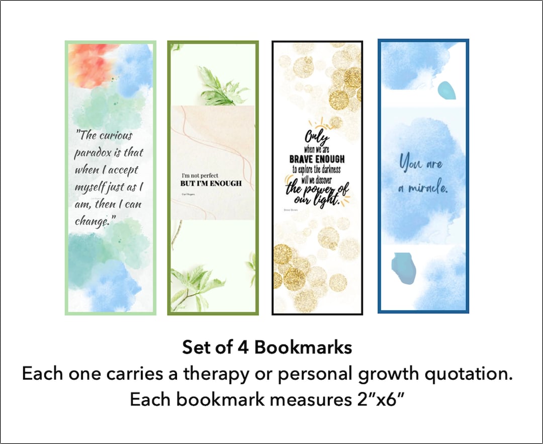 Bookmark Set, Mental Health Pdf, Digital Bookmark, Quote Bookmark ...