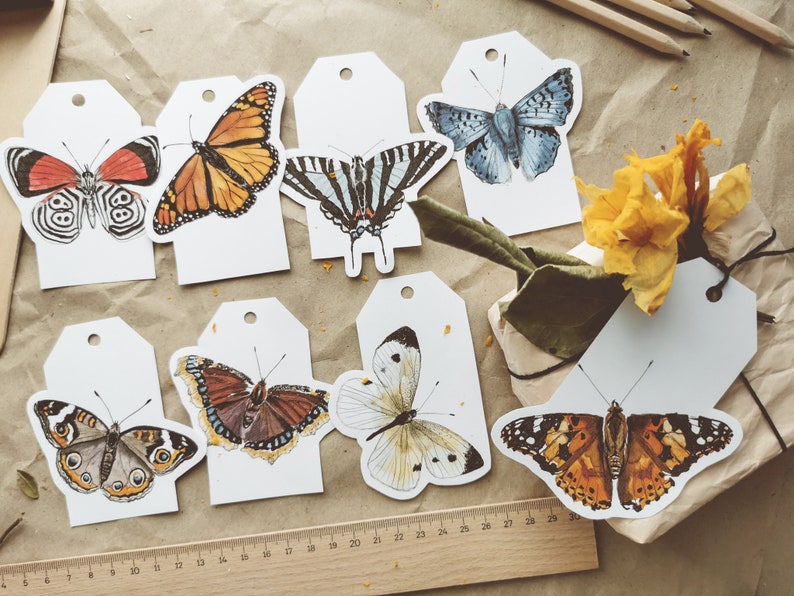 Set of 8 Butterfly Gift Tags Instant Download - Etsy