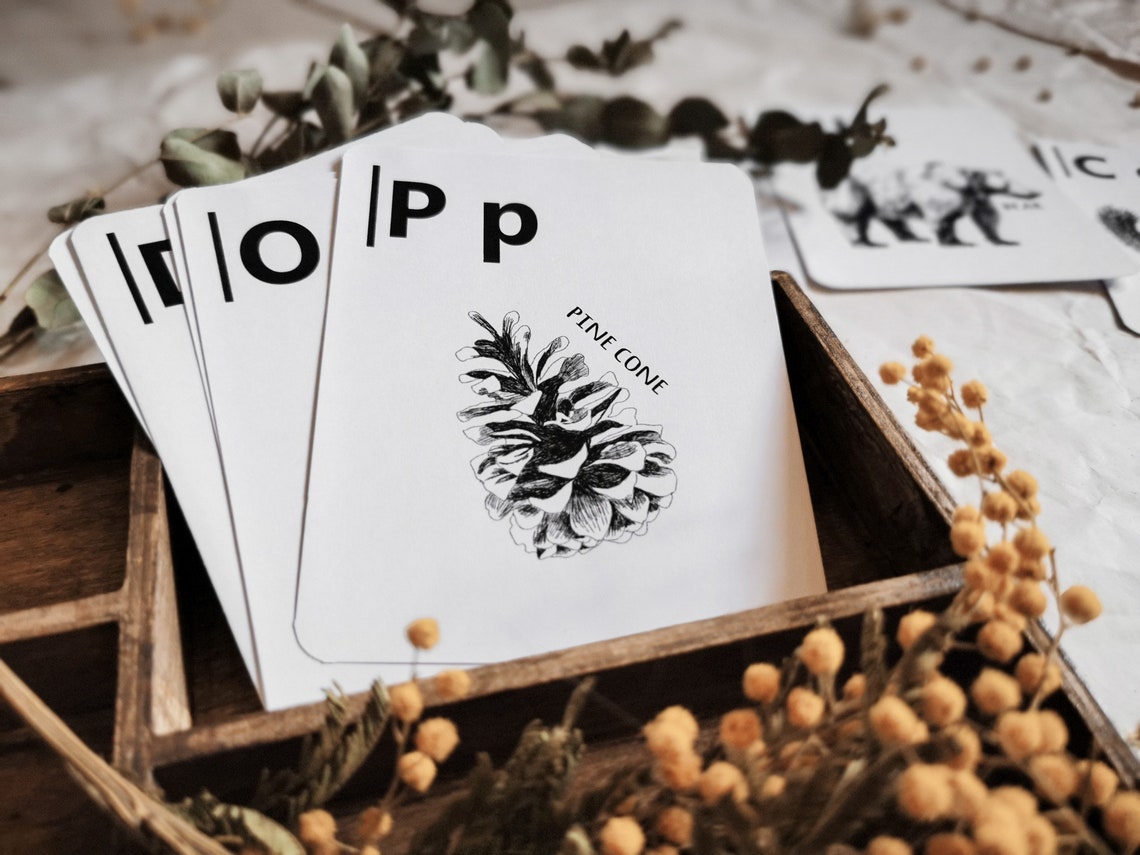 English Alphabet Cards Printable Flash Cards Woodland | Etsy