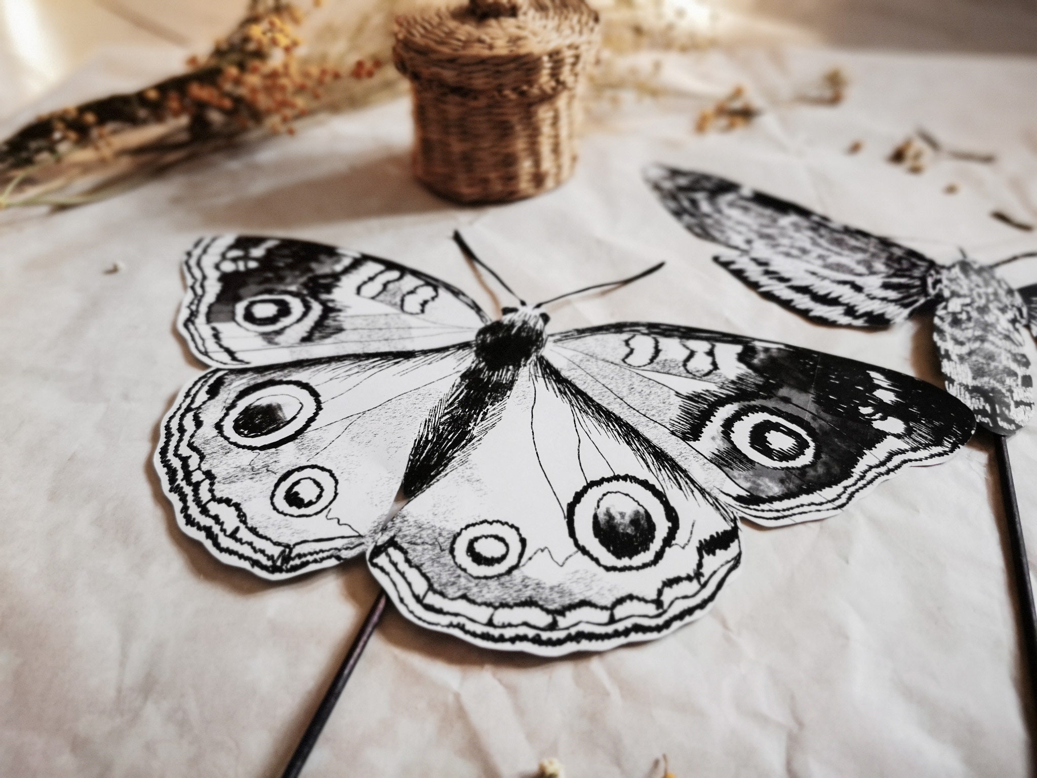 Butterfly and moth puppets Printable paper game Kids crafts | Etsy