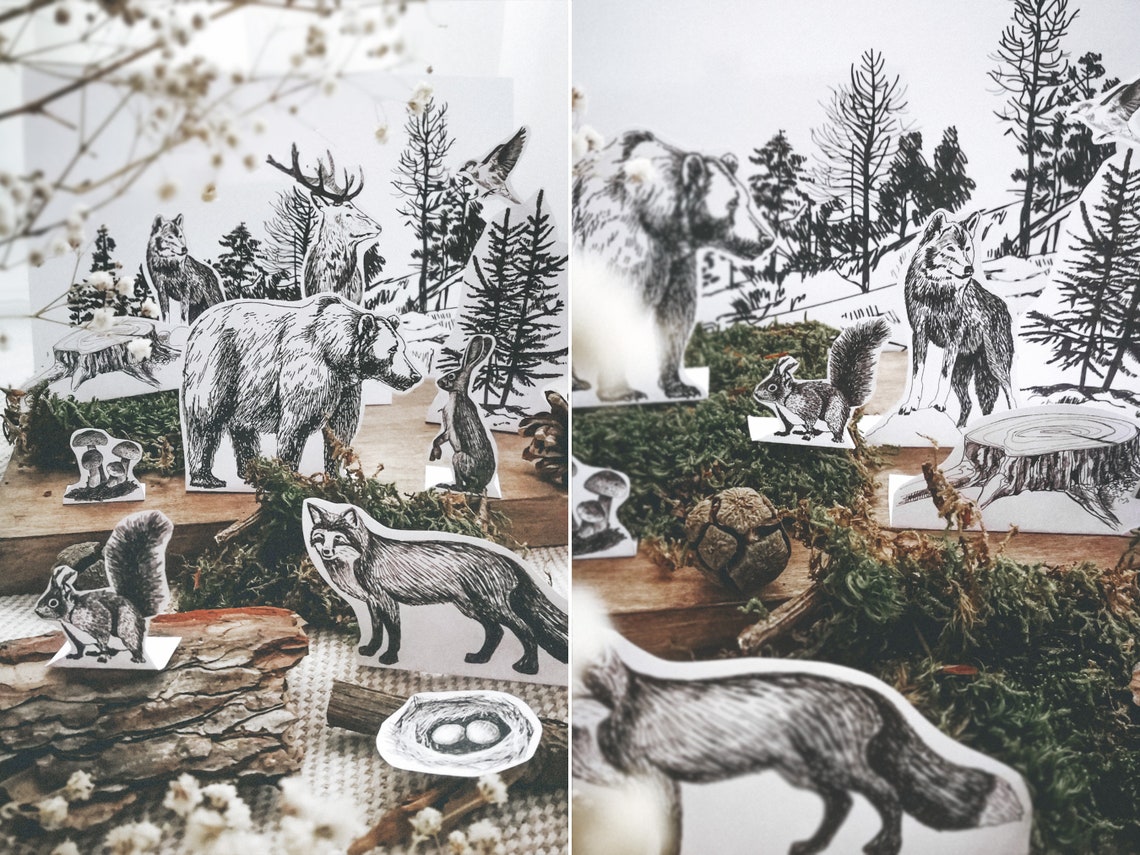 Printable Paper Theater Paper Craft for Kids Forest Animal - Etsy