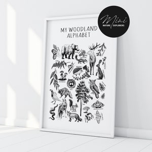 Forest animal print Homeschool wall art Playroom alphabet | Etsy