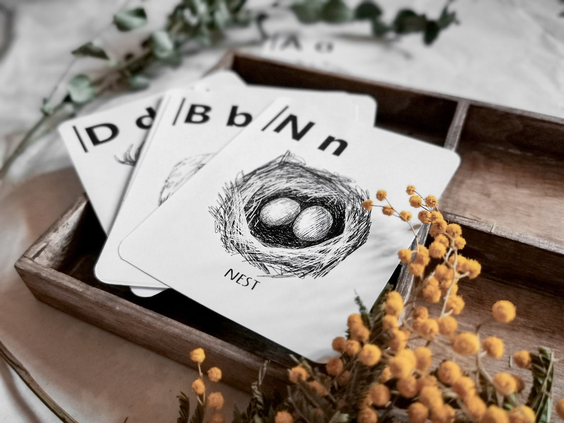 English Alphabet Cards Printable Flash Cards Woodland | Etsy