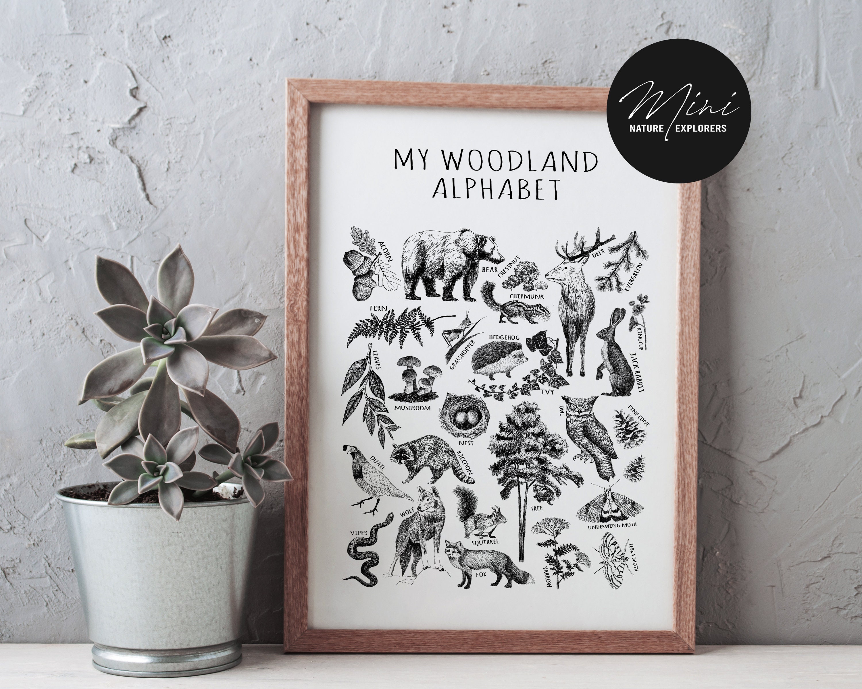 Forest animal print Homeschool wall art Playroom alphabet | Etsy