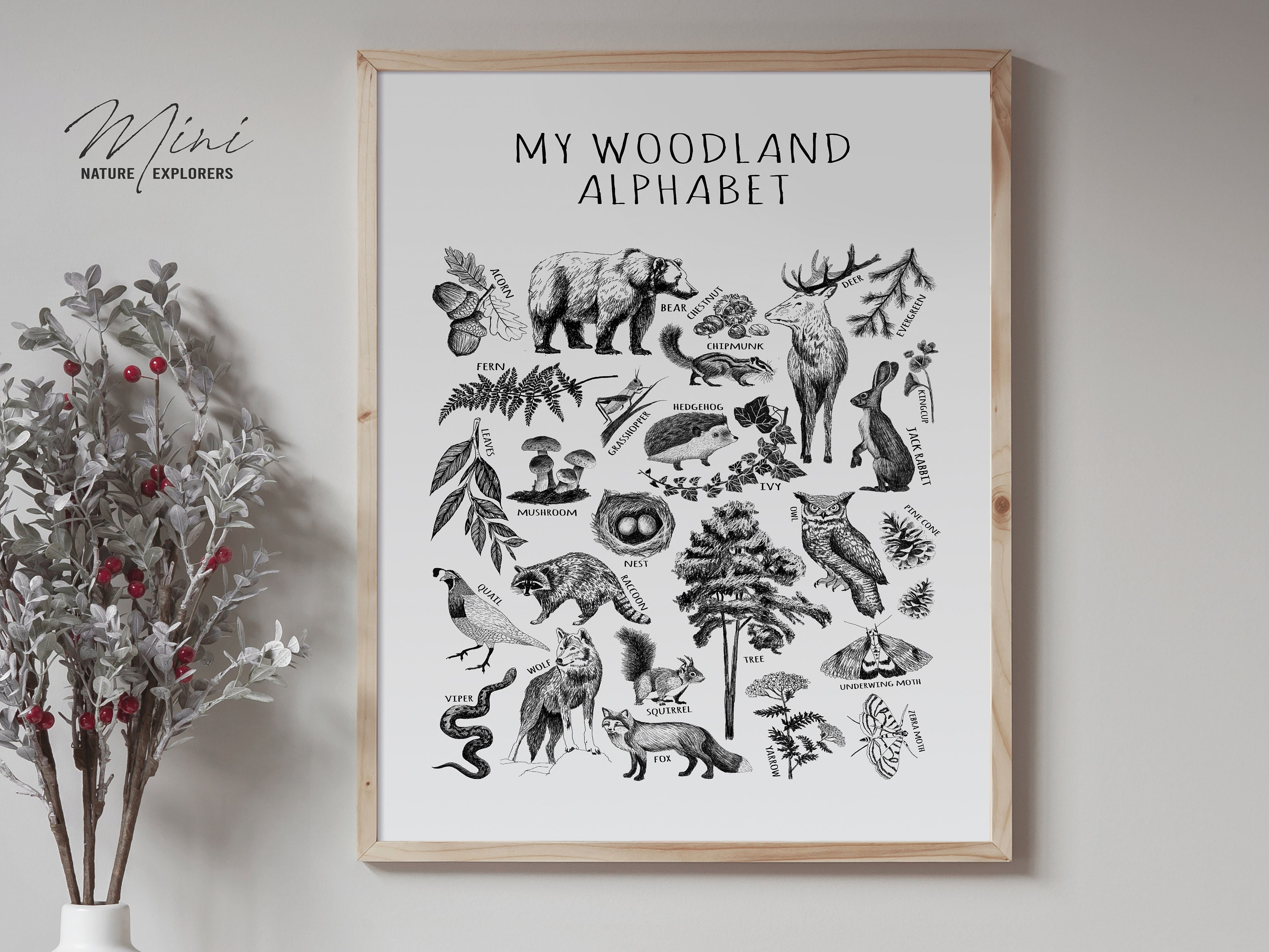 Forest Animal Print Homeschool Wall Art Playroom Alphabet - Etsy