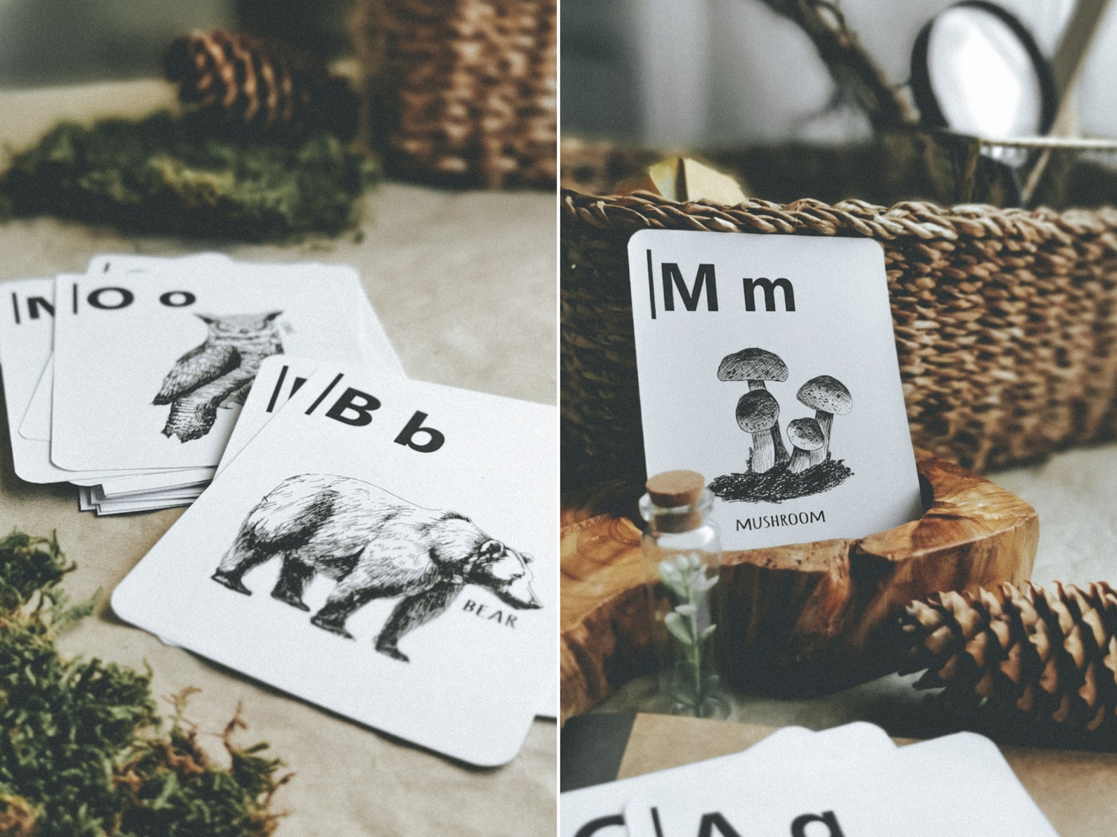 English Alphabet Cards Printable Flash Cards Woodland - Etsy