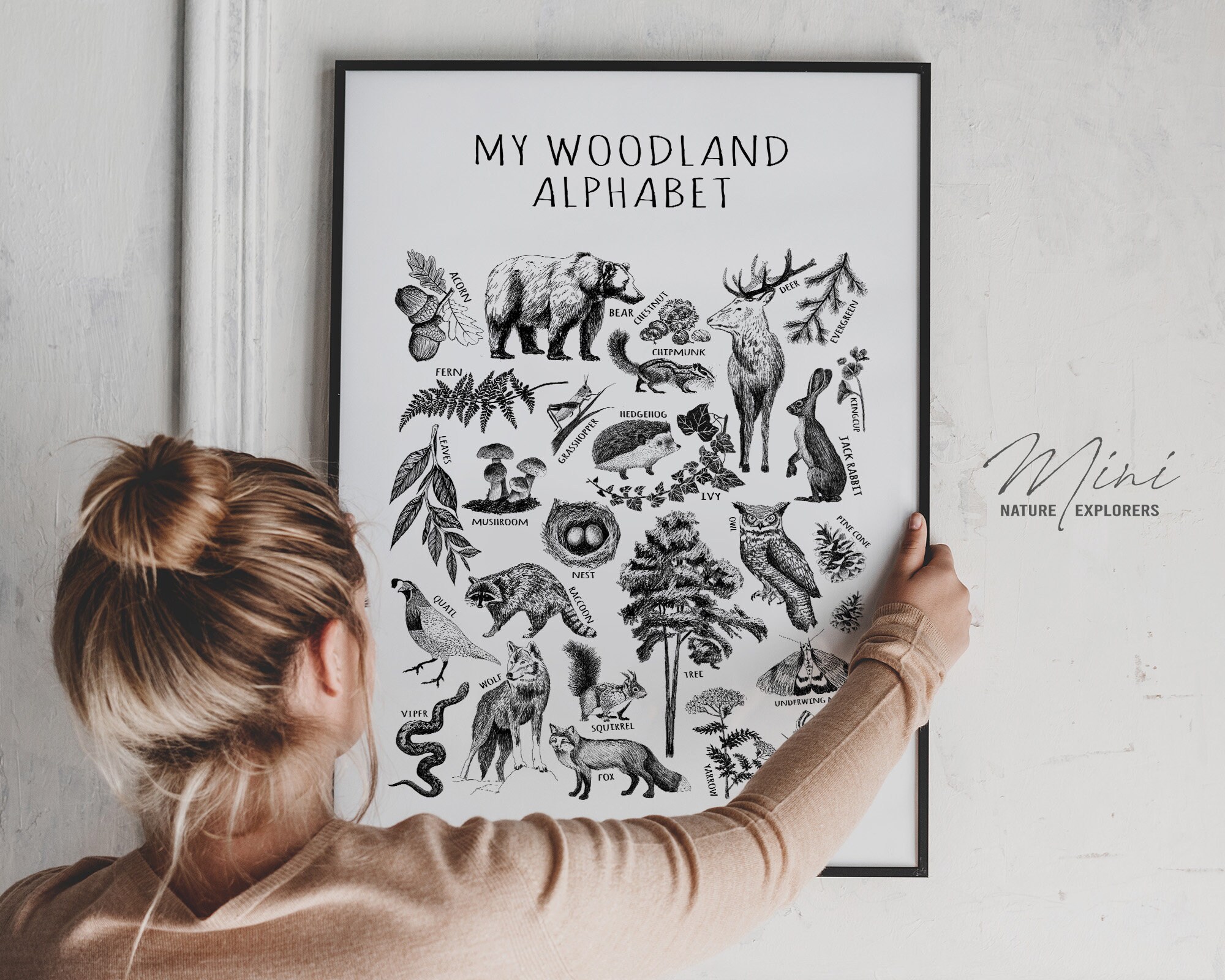 Forest Animal Print Homeschool Wall Art Playroom Alphabet - Etsy