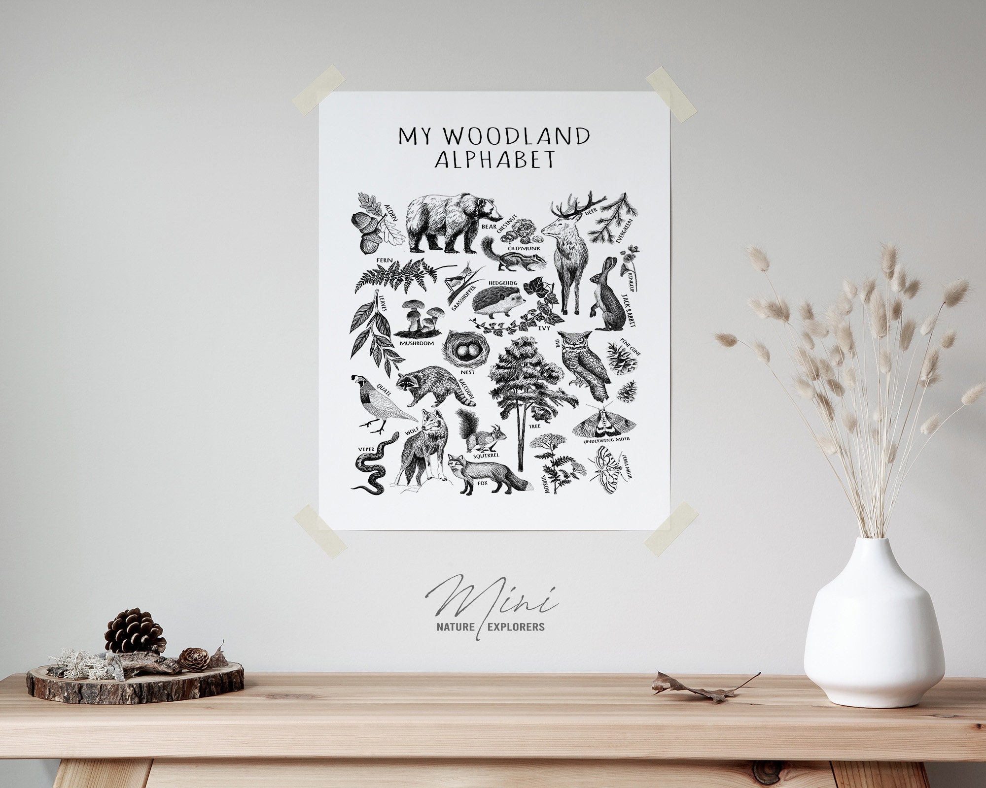 Forest Animal Print Homeschool Wall Art Playroom Alphabet - Etsy