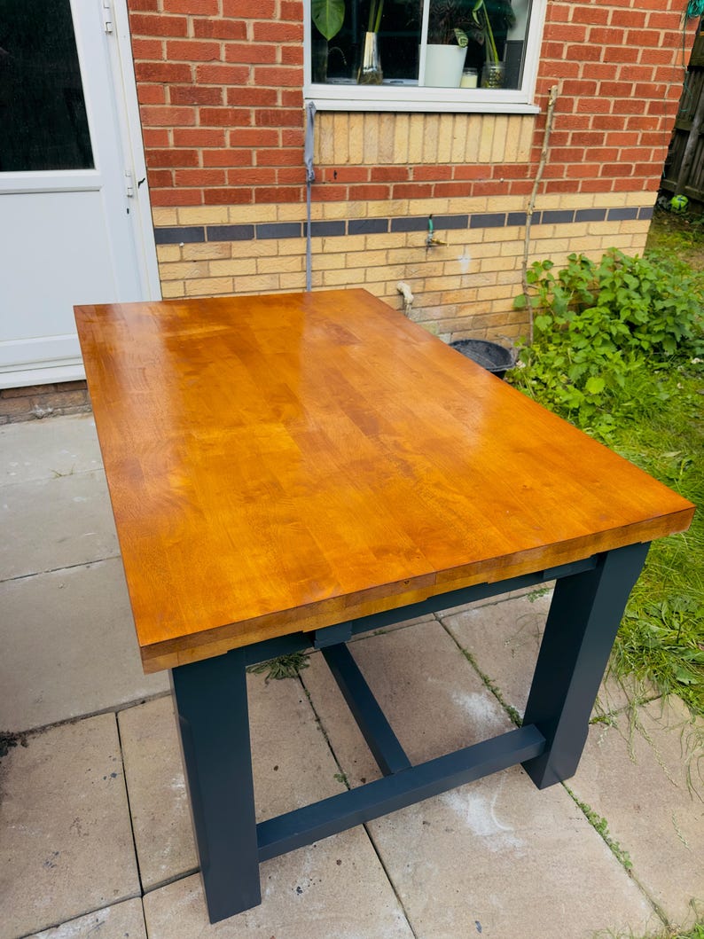 Dine Table Solid Oak Rustic Thick Dining Table Square Legs Handmade ...