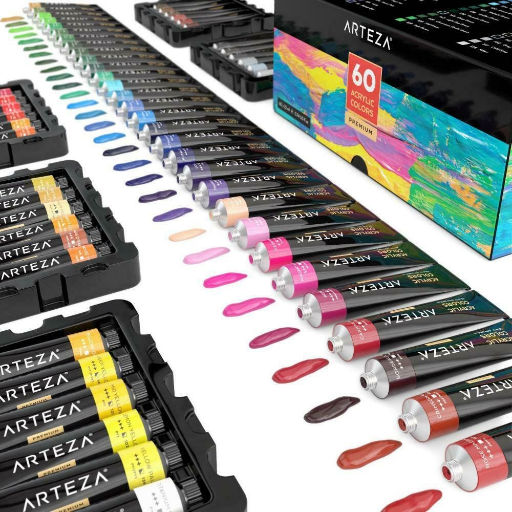 Acrylic Paint Set of 60 Colors Tubes 22ml/0.74oz Watercolor | Etsy