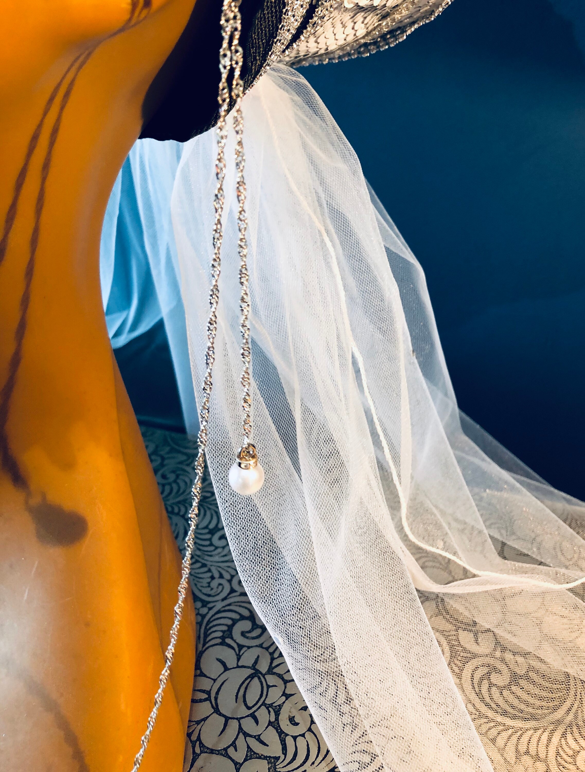 Bride Hat Veil Jewelled Mirror tiles White Reverse | Etsy