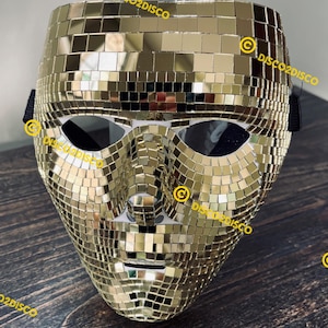 Gold Disco Ball Full Face Mirror Mask - HANDMADE by DISCO2DISCO - Other ...