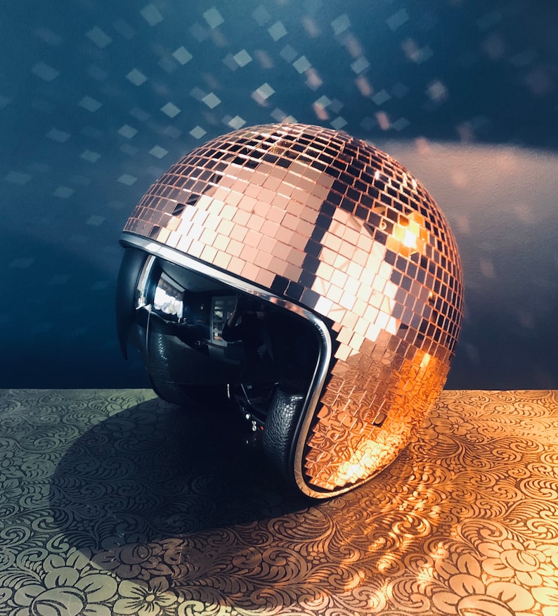 Disco Ball Helmet - Retractable Visor - Full Rose Gold - Etsy UK