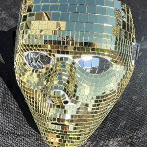 Gold Disco Ball Full Face Mirror Mask - HANDMADE by DISCO2DISCO - Other ...
