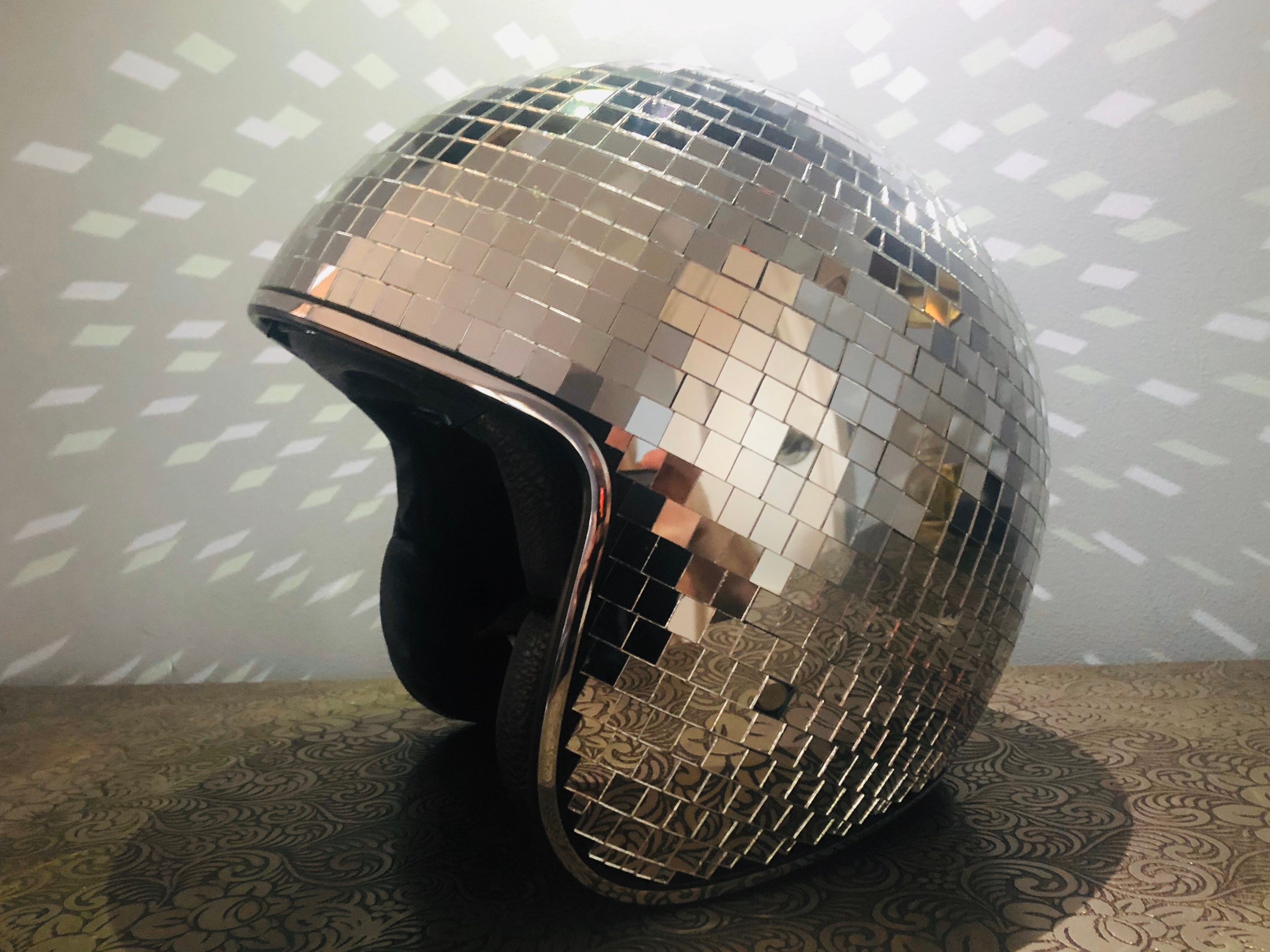 Disco ball Helmet with Retractable Visor QUICK DELIVERY | Etsy